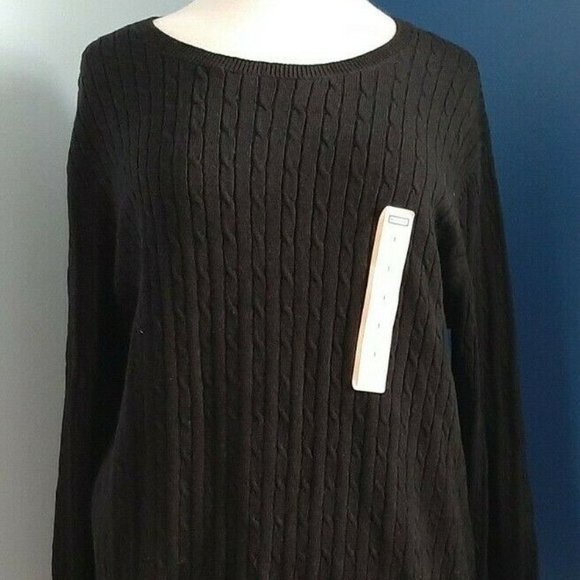 Merona | Sweaters | Cable Knit Pullover Sweater Black Merona Size Nwt ...
